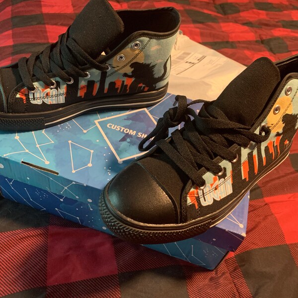 Godzilla Shoes, Godzilla Converse Style Shoes, Godzilla Gift Idea ...
