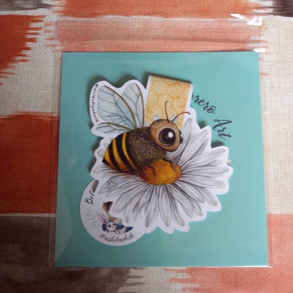 Magnetic Bookmark Bee and Daisy | Double-sided Printed | Cute Bee ...