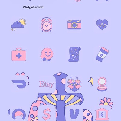 Cute Purple and Pink App Icon Pack, Ios 15 16 & Android App Icons ...