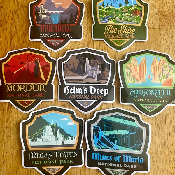 Lord of the Rings National Park Stickers, All Weather, UV Protectant ...