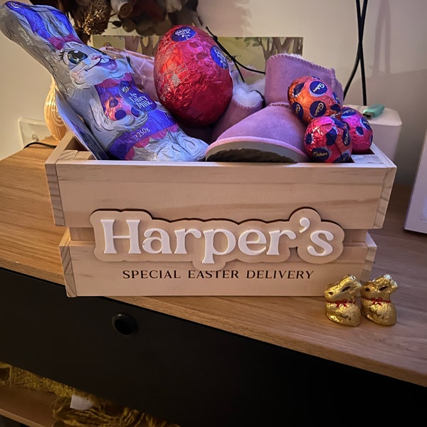 DELUXE Easter Crate | Personalised Crate | Easter Bunny Box | Easter ...