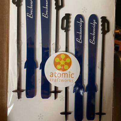 Personalized Skis and Poles Stir Sticks 8 PIECES // Aprés Ski, Winter ...