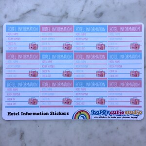 12 Cute Hotel Information/holiday/vacation Planner Stickers - Etsy