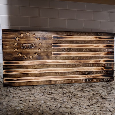 Wood Flag 2nd Amendment Torched Wood Sign 3D CNC Gift - Etsy