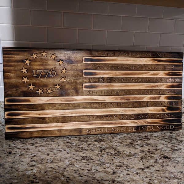 Wood Flag, 2nd Amendment, Torched, Oak, Wood Sign, 3D, CNC, Gift ...