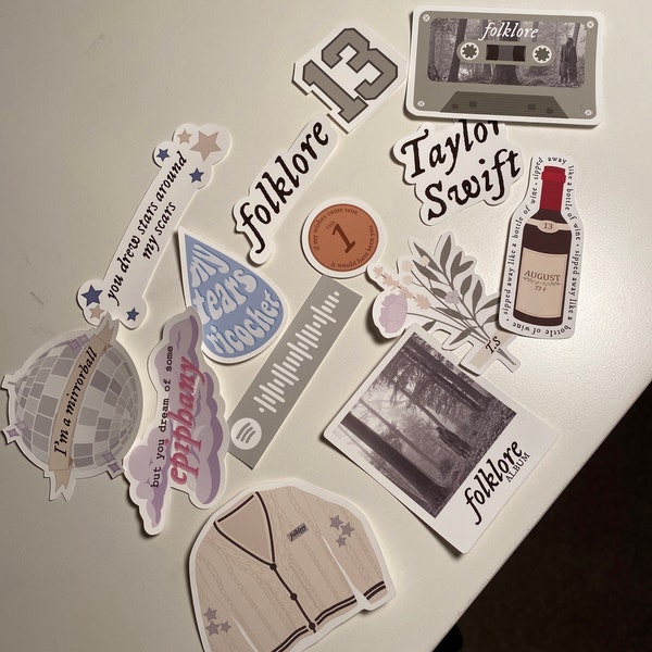 Taylor Swift Inspired Folklore Sticker Pack (13 Pc + BONUS Surprise ...