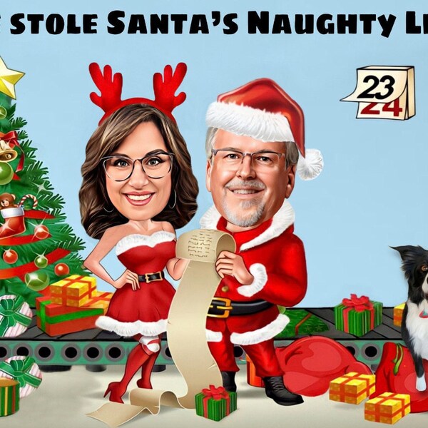 Christmas Cards, Custom Cartoon Family Portrait Gift, Holiday Cards ...