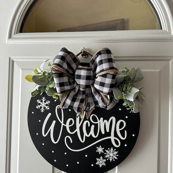 Painted Welcome Snowflake Door Sign: Winter Wreath - Etsy