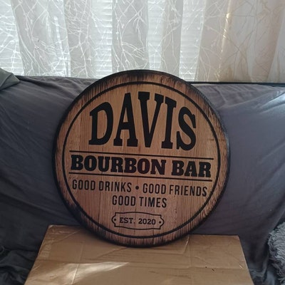 Bourbon Barrel Bar Sign Personalized Name and Date Authentic KY Bourbon ...