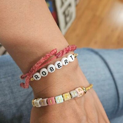 Brushed Gold Bar Bracelet Stackable Bracelet 6mm Heishi Beads Mothers Day Gift Neutral Bracelet ...