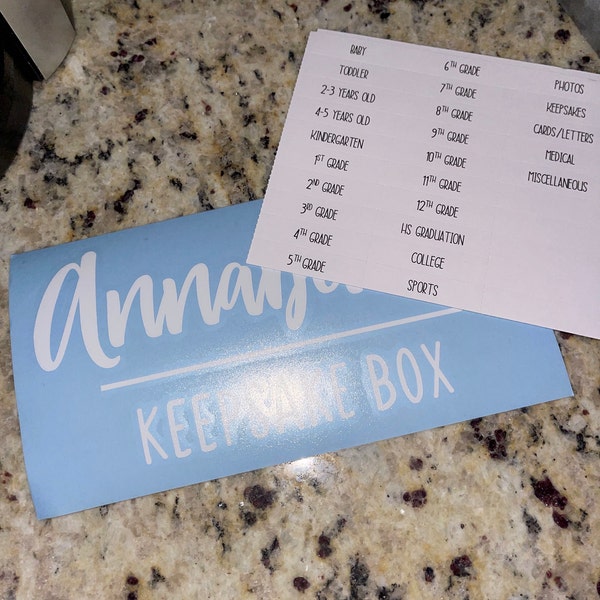 DIY KIT: Keepsake Box Name Decal and Folder Tabs | Milestone Box ...