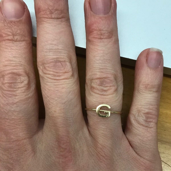 Gold Letter Ring / 14K Solid Gold / Letter Ring / Initial Gold Ring ...