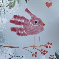 Christmas Handprint Art, Seasons Tweetings, Winter Cardinal Handprint ...