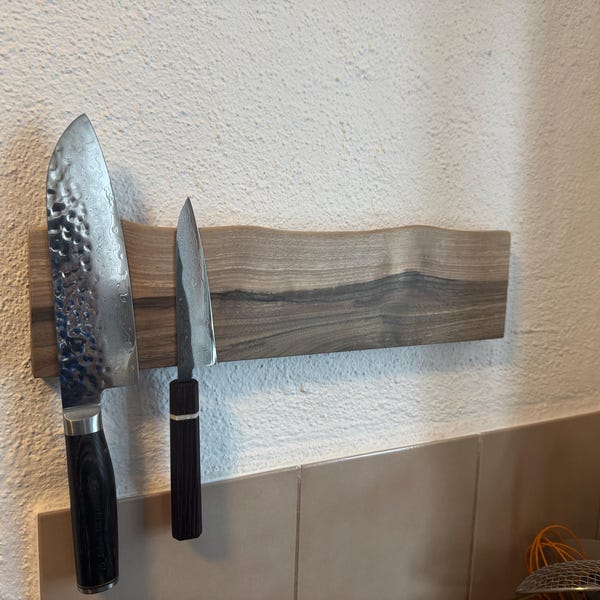 Handcrafted Oak Magnetic Knife Holder With Strong Neodymium Magnets ...