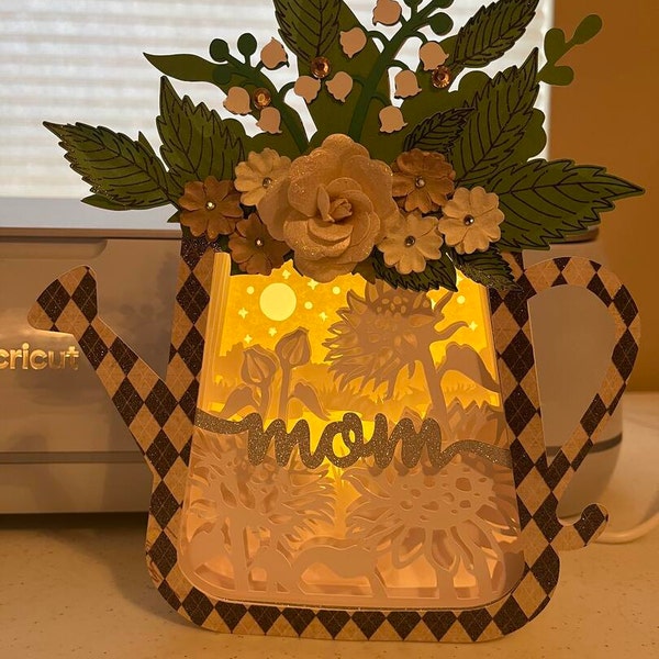 Mom Shadow Box SVG - Flower Vase Lantern PDF, SVG for Cricut Projects ...