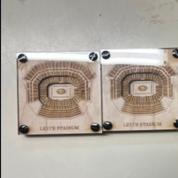 San Francisco 49ers Fan Gift set of 2, 3D Wood Coaster, Engraved ...