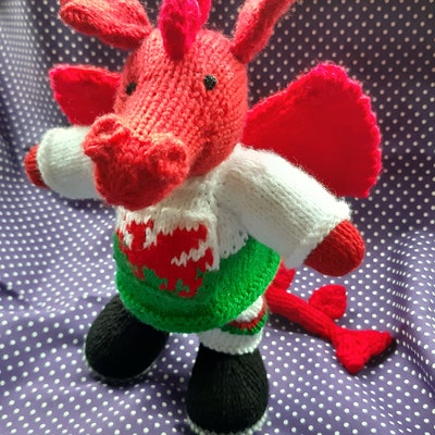 Toy Knitting Pattern for a Welsh Dragon Boy Wearing a Flag of - Etsy UK