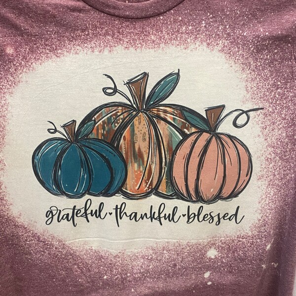 Grateful Thankful Blessed Sublimation Design, Doodle Pumpkin, Hand ...