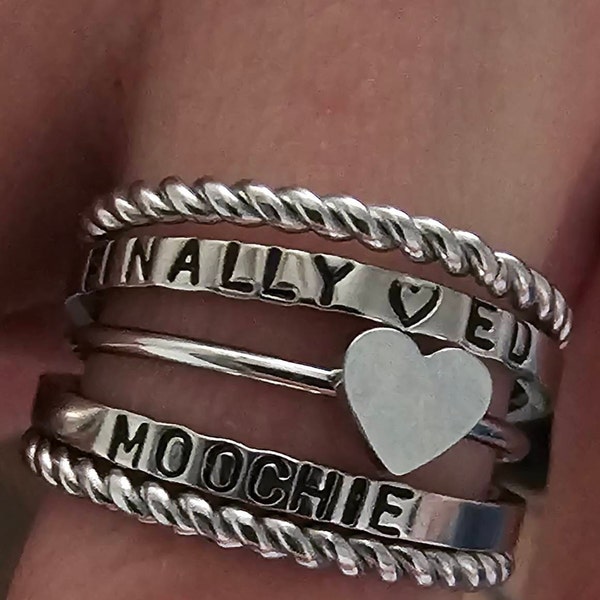 Personalized Name Ring Mom Ring Kids Names Custom Ring Stacking Mom Name Ring Friendship Gift ...