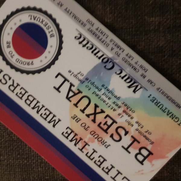 Bisexual Gay Pride Identity Card Lifetime Membership Card Lgbt