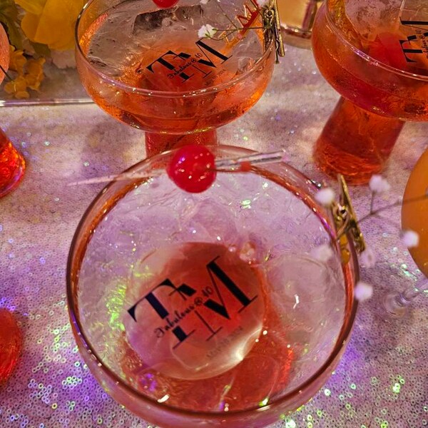 EDIBLE CLEAR Circle Wedding Drink Toppers Initials, Monogram, Clear ...