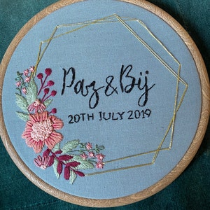 Custom Wedding Anniversary Embroidery Hoop Cotton Anniversary Gift Art ...