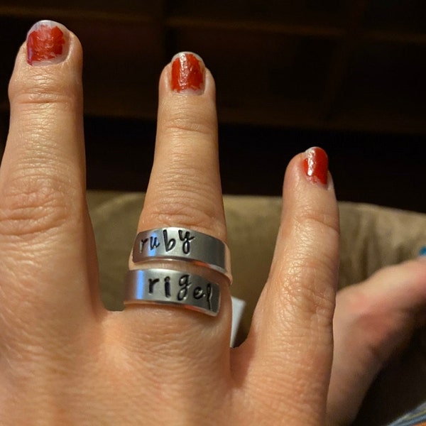 Baby Name Ring, Personalized Ring, Custom Ring, Hand Stamped Ring, Name ...