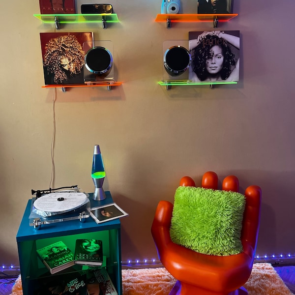 18"l Neon Acrylic Wall Shelf With Metal Brackets -8"wide 1/4" Acrylic ...
