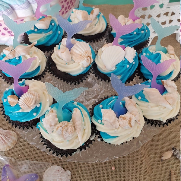 Sea Shell Fondant Topper 50pcs Beach Cake Topper Beach Cupcake Toppers ...