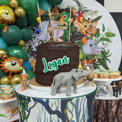 Jungle Safari Animals Pre-cut Edible Icing Image Cupcake or Cookie ...