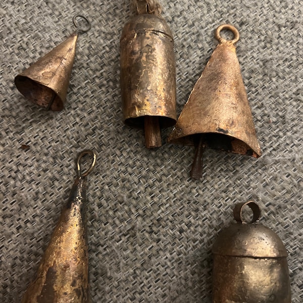 BARN BELLS in Small Sizes- 5 Distinctive Golden Rustic Bells - Full of ...