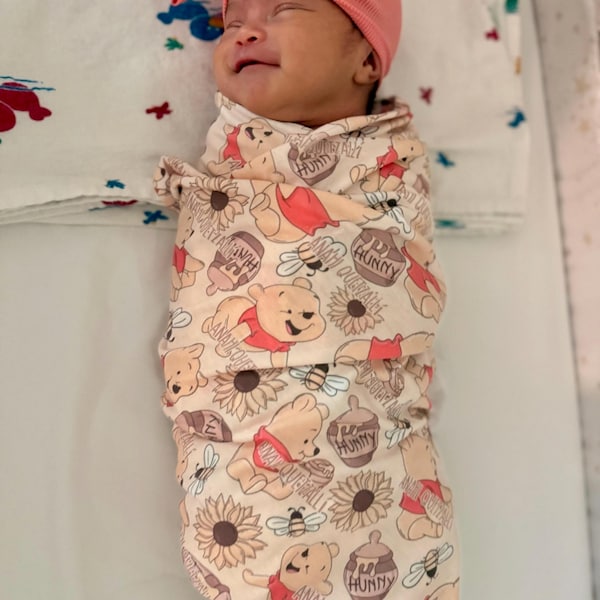 Personalized Pink Anime Cat Swaddle Bow Set Newborn Swaddle Hat Set ...