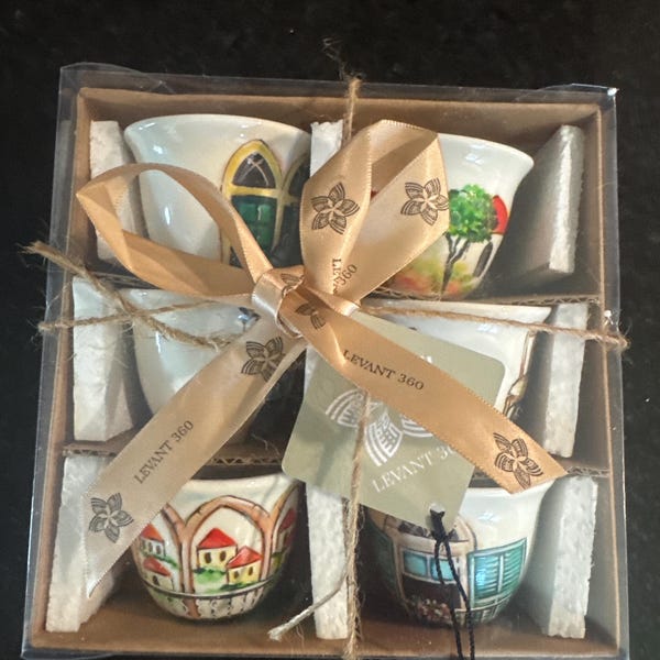 Set of 6 Hand-painted Lebanese Coffee Cups | Arabic Coffee Cups Set ...