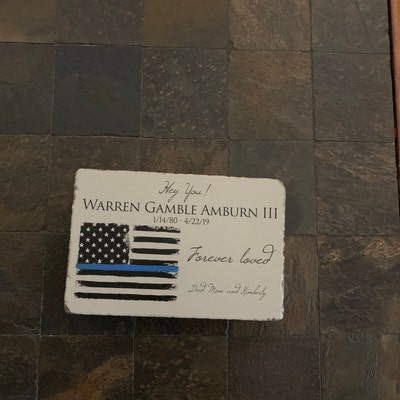 Police Memorial Stone for Home to Garden. 6x9 or 9x12 Tumbled Concrete ...