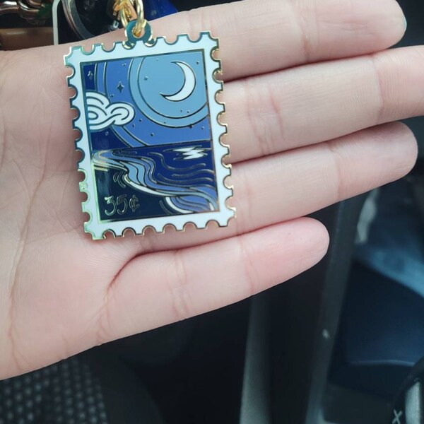 Serene Shore Stamp Enamel Keychain // Ocean Keychain / Postage Keychain ...