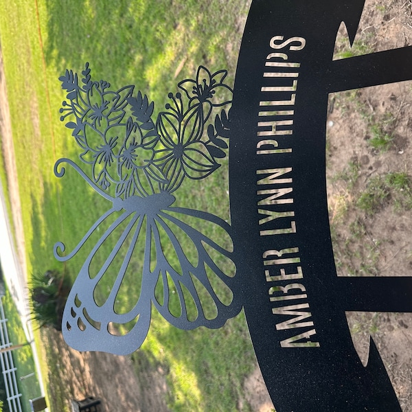 Personalized Butterfly Metal Garden Sign With Stakes, Metal Yard Decor ...