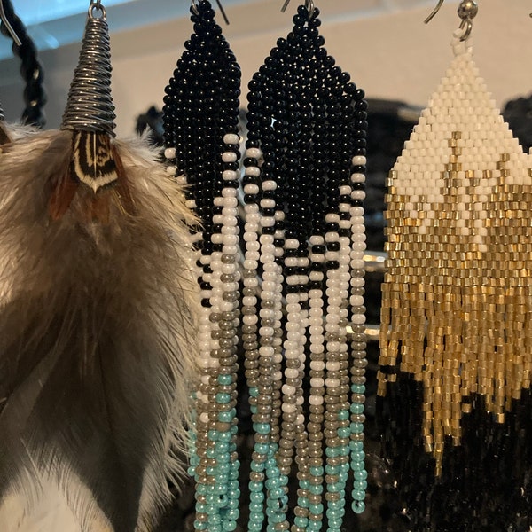 Mountain Landscape Beaded Earrings Fireweed Flowers Beadwork Earrings ...