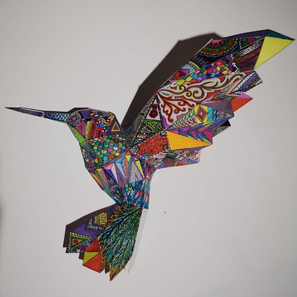 Hummingbird Paper Craft, Digital Template, Origami, PDF Download DIY ...