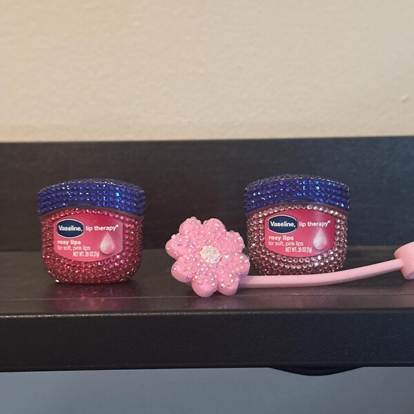 Bling Bedazzled Rhinestone Mini Lip Therapy Vaseline | Pink Rosy Lips ...