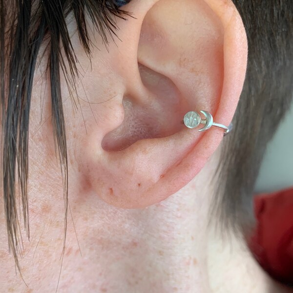 Moon Phases Conch Piercing, Cartilage Earring, Celestial Daith Earring ...