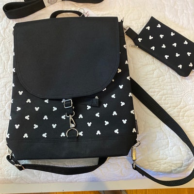 Black Mickey Mouse Backpack Vegan Disney Bag, Women Cross Body Bag ...