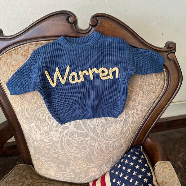 Hand Embroidered Name Sweater, Personalized Newborn Baby Name Sweater ...