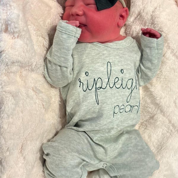 Personalized Olive Green and Pink Newborn Outfit, Custom Name Girl ...