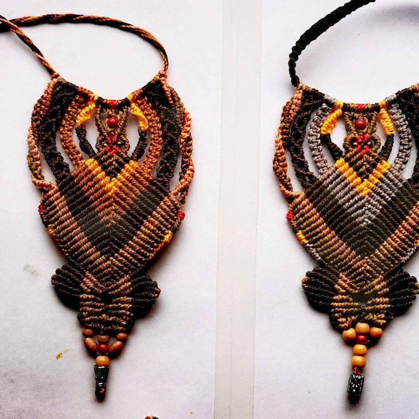 Mini Hippie Chic Necklace Pattern, DIY Macrame Necklace, Woven Pendant ...