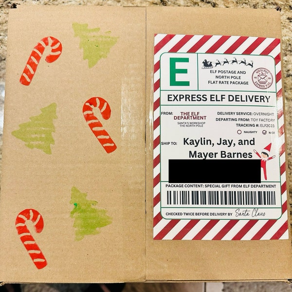EDITABLE Elf Shipping Label, North Pole Delivery Tags, Santa Mail ...