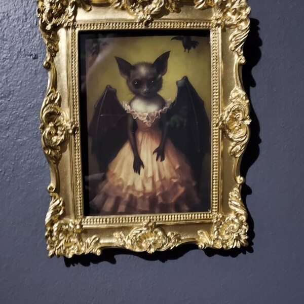 Gothic Bat in Dress, Art Print, Vintage Poster, Art Poster Print, Home ...