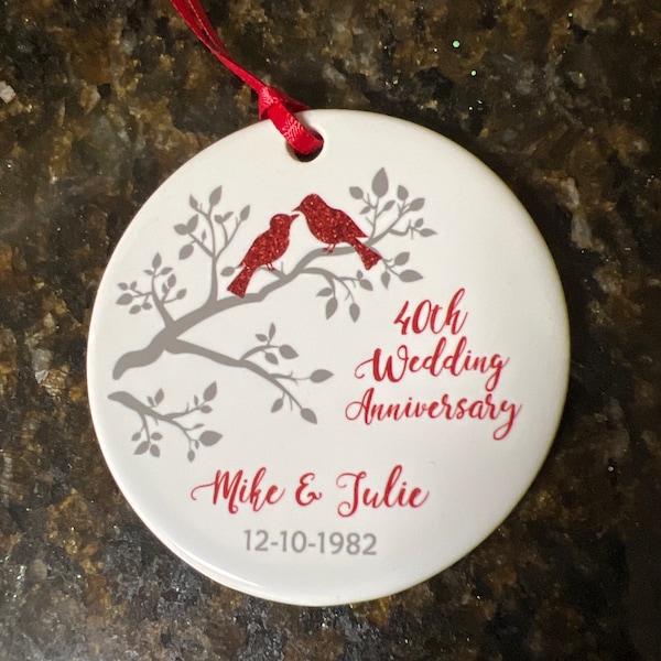 Personalized Christmas Ornament 40th Wedding Anniversary Gift ...