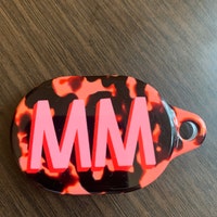 Monogram Tortoise AirTag Case Personalized Large Initials Hard Plastic Protective Custom Apple ...