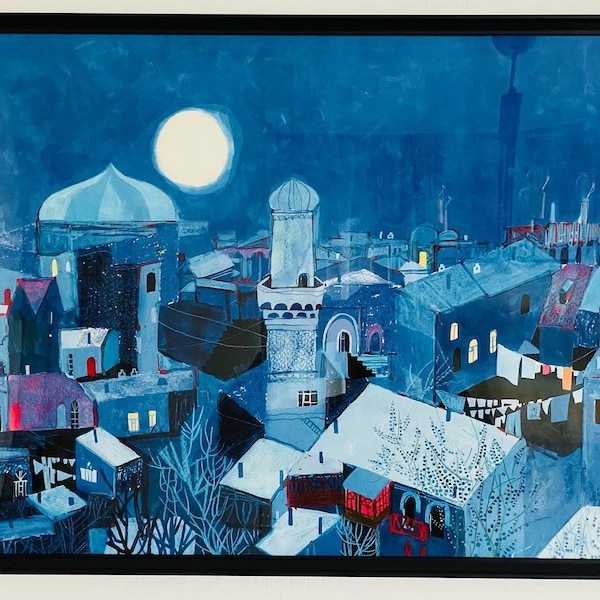 Moonlight Print, Night Print, Blue Print, Blue Wall Decor, Moon Art ...