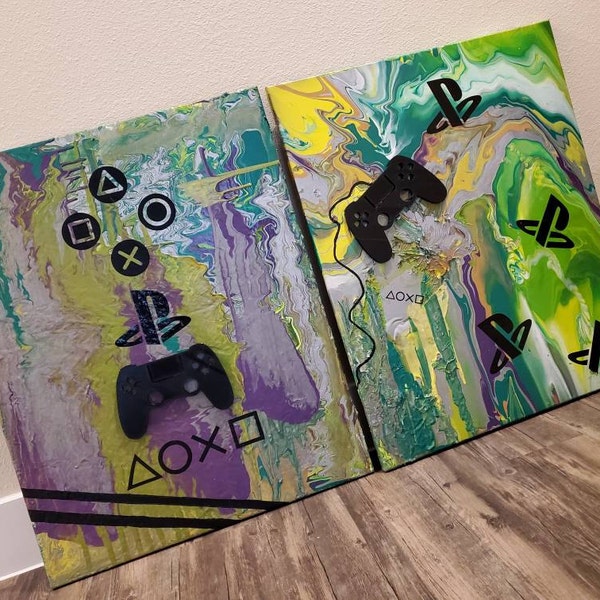 Playstation Controller Wall Art (video Game Logo, Videogame, Man Cave ...